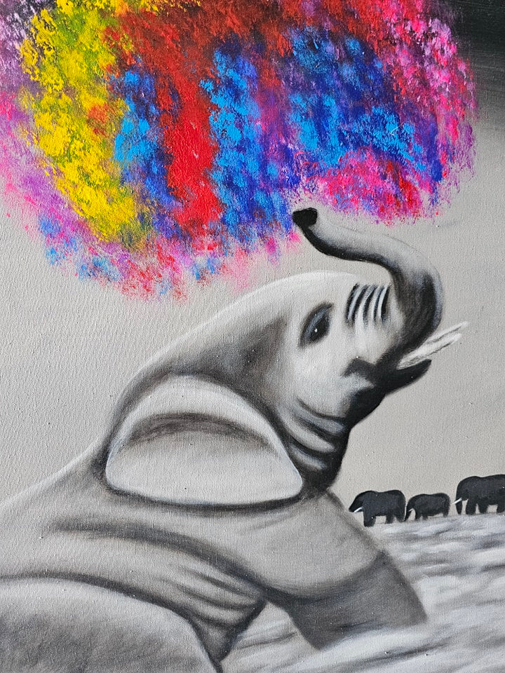 Baby elephant colored rain – Cuadros Originales Monterrey