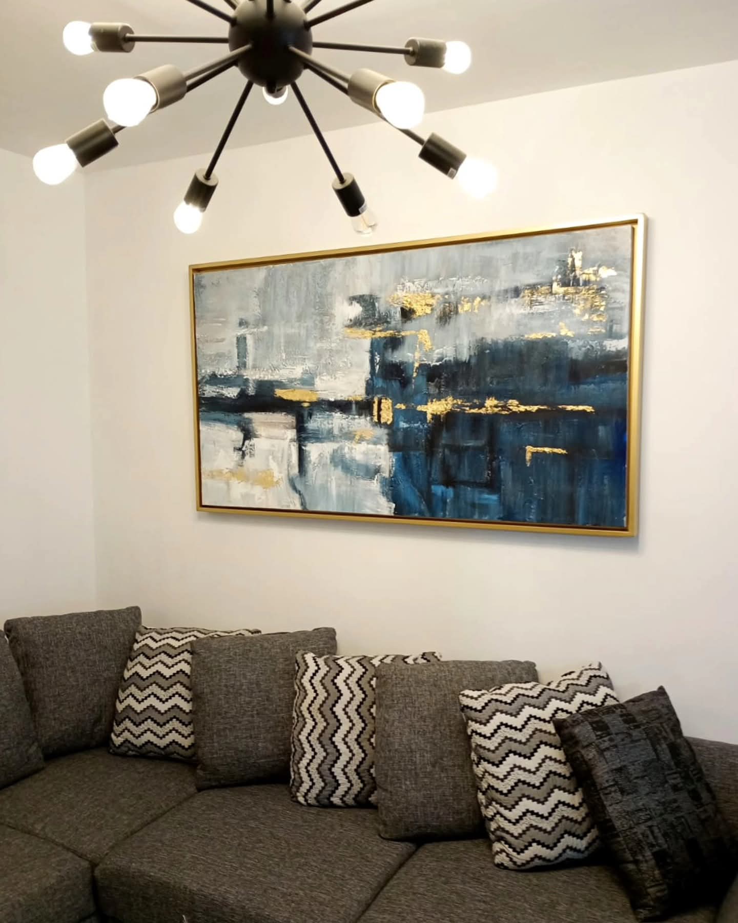 Abstracto azules dorado – Cuadros Originales Monterrey